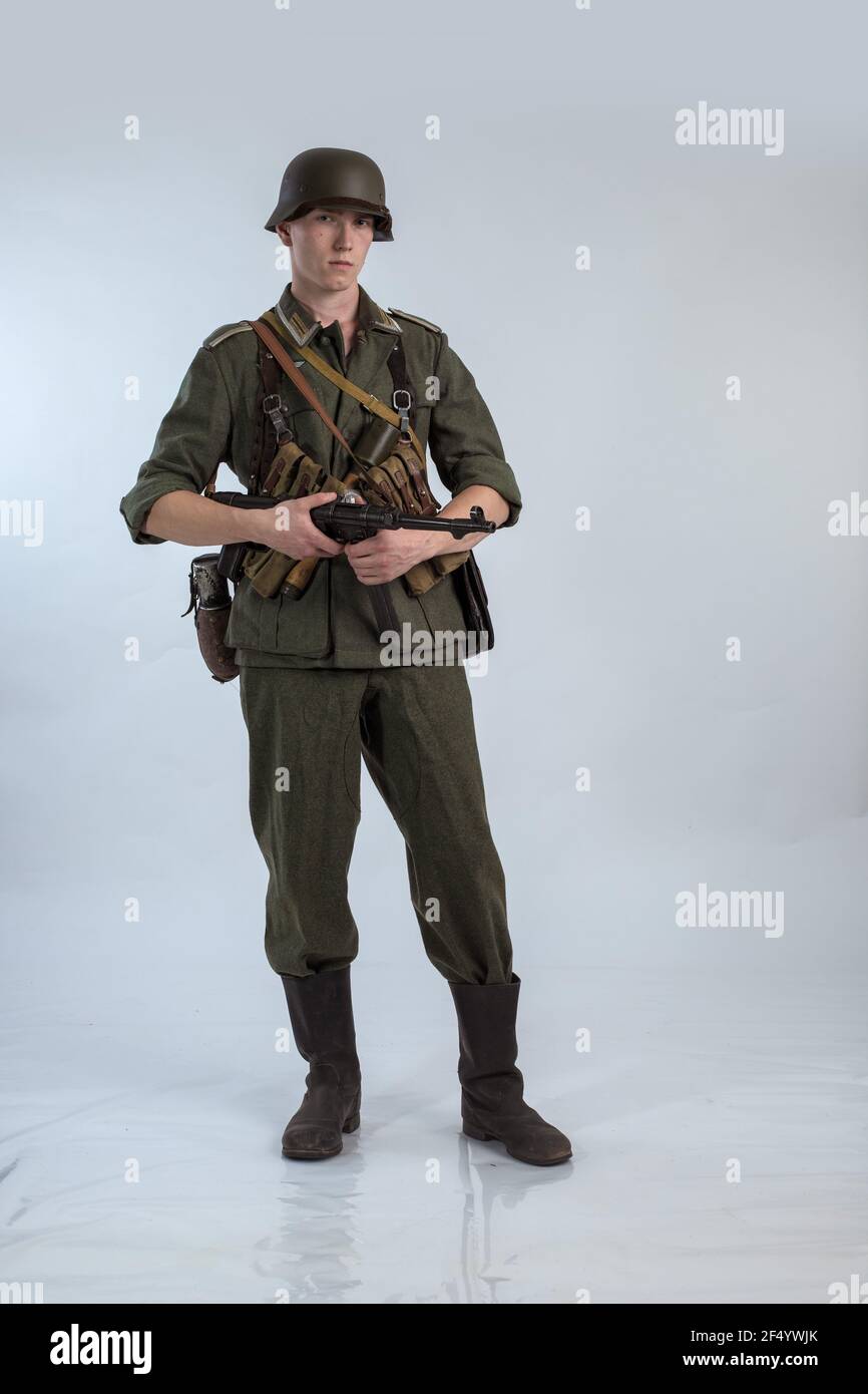 Male actor in the uniform of a German army officer during World War II ...