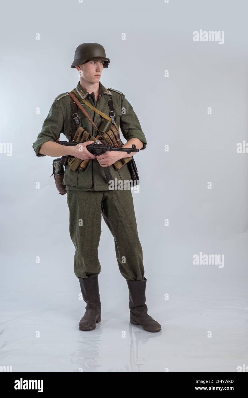Male actor in the uniform of a German army officer during World War II ...