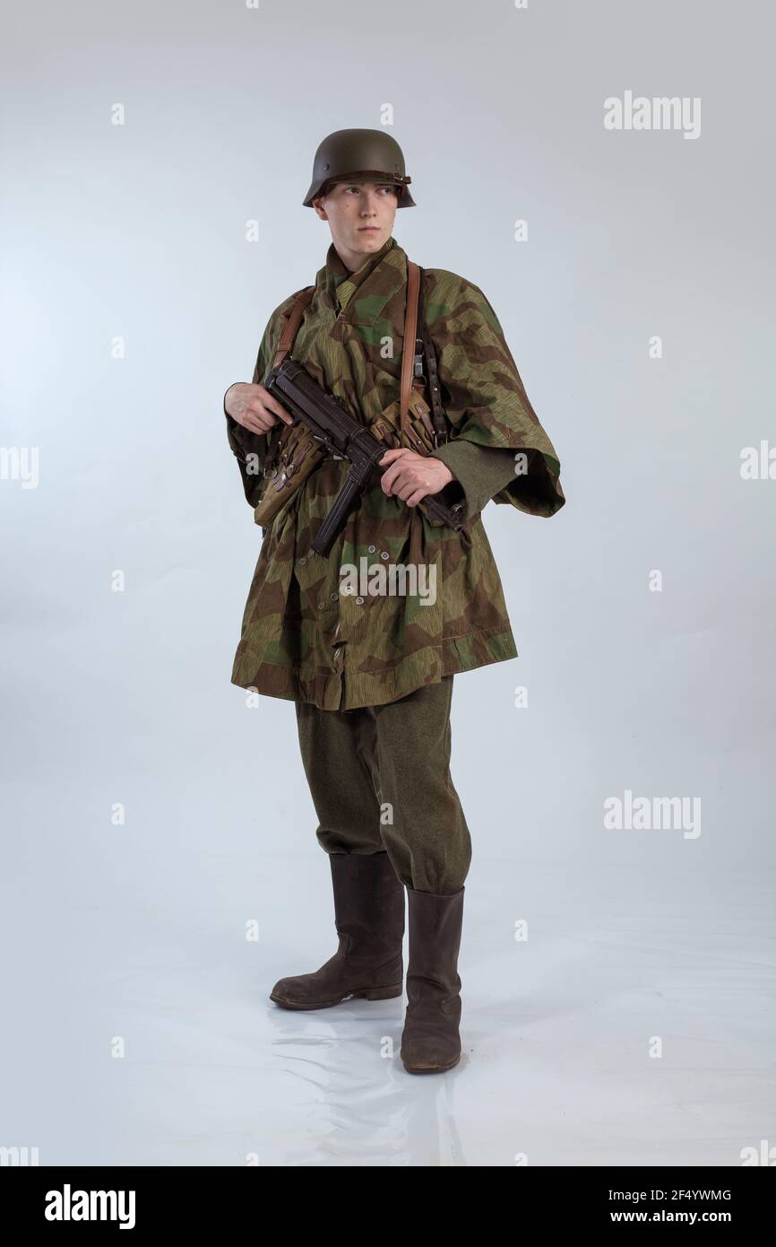 Male actor reenactor in historical uniform as an officer of the German ...