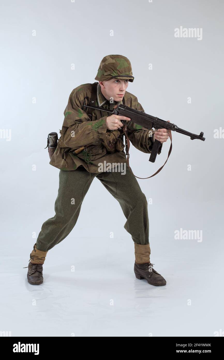Male actor in the uniform of a German army officer during World War II ...
