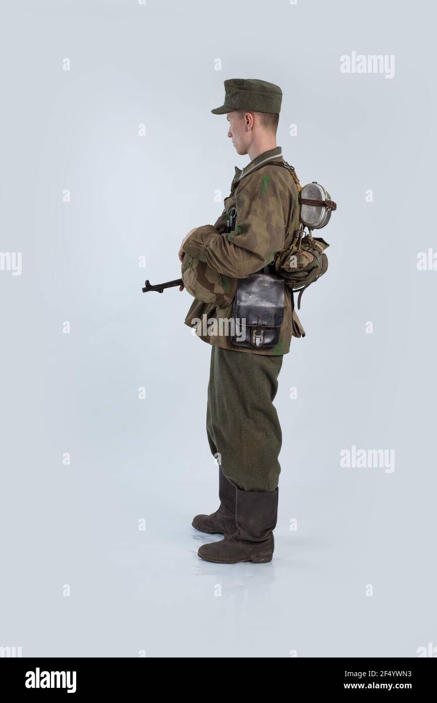 Male actor reenactor in historical uniform as an officer of the German ...
