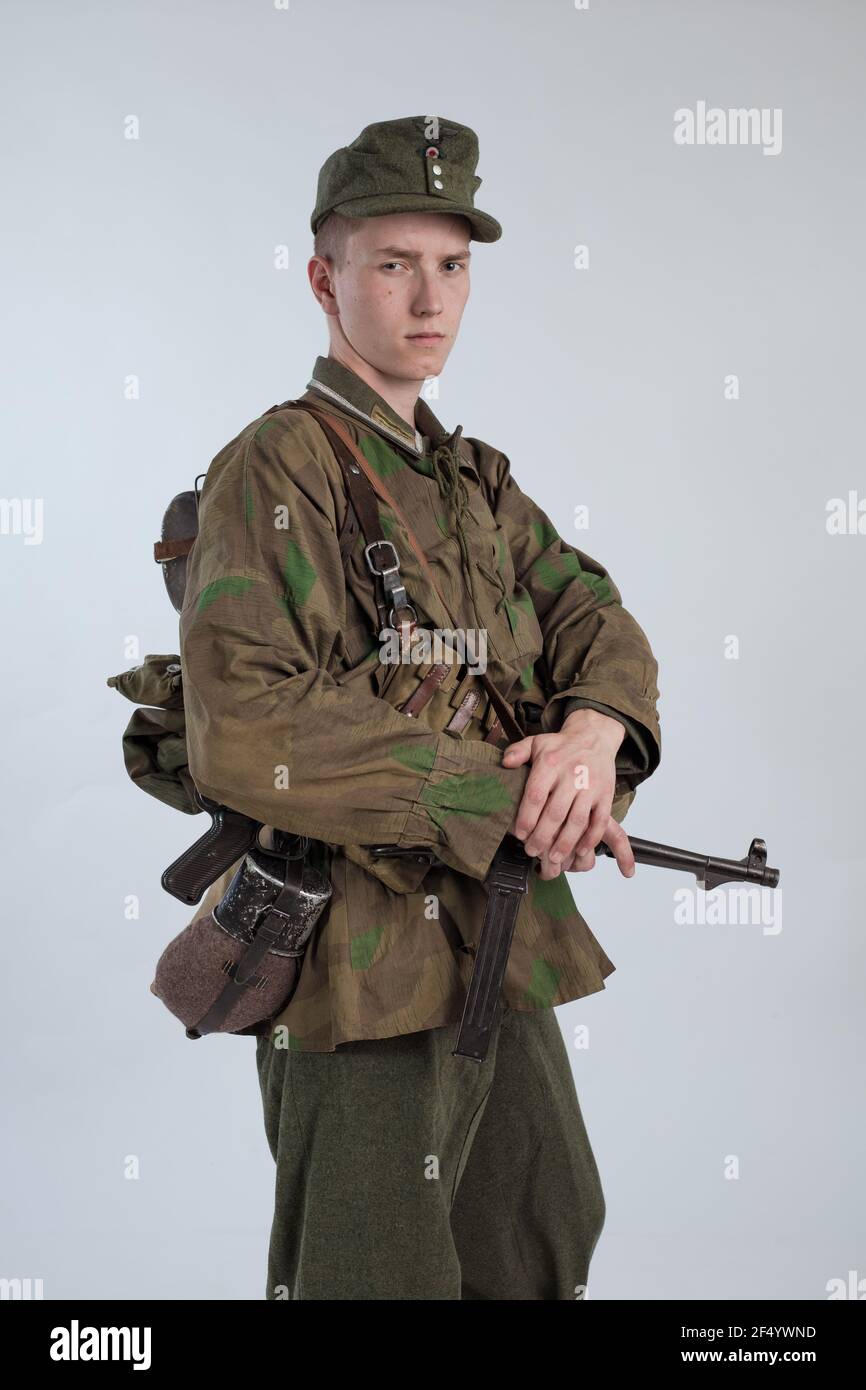 Male actor reenactor in historical uniform as an officer of the German ...