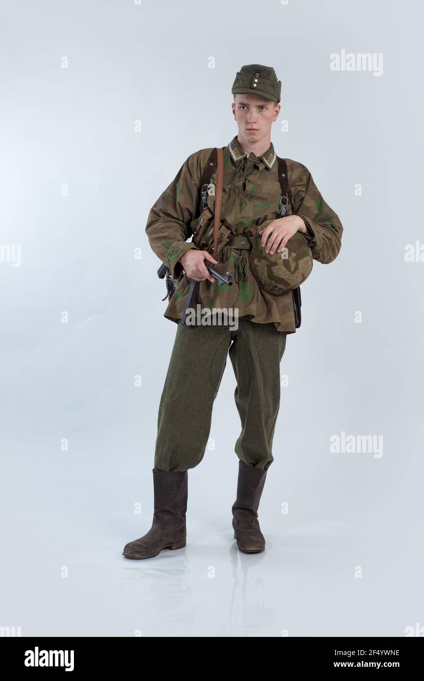Male actor reenactor in historical uniform as an officer of the German ...