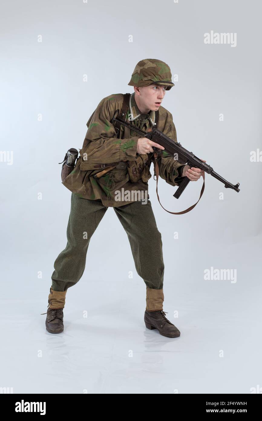 Male actor reenactor in historical uniform as an officer of the German ...