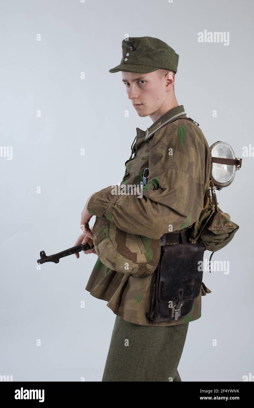 Male actor reenactor in historical uniform as an officer of the German ...