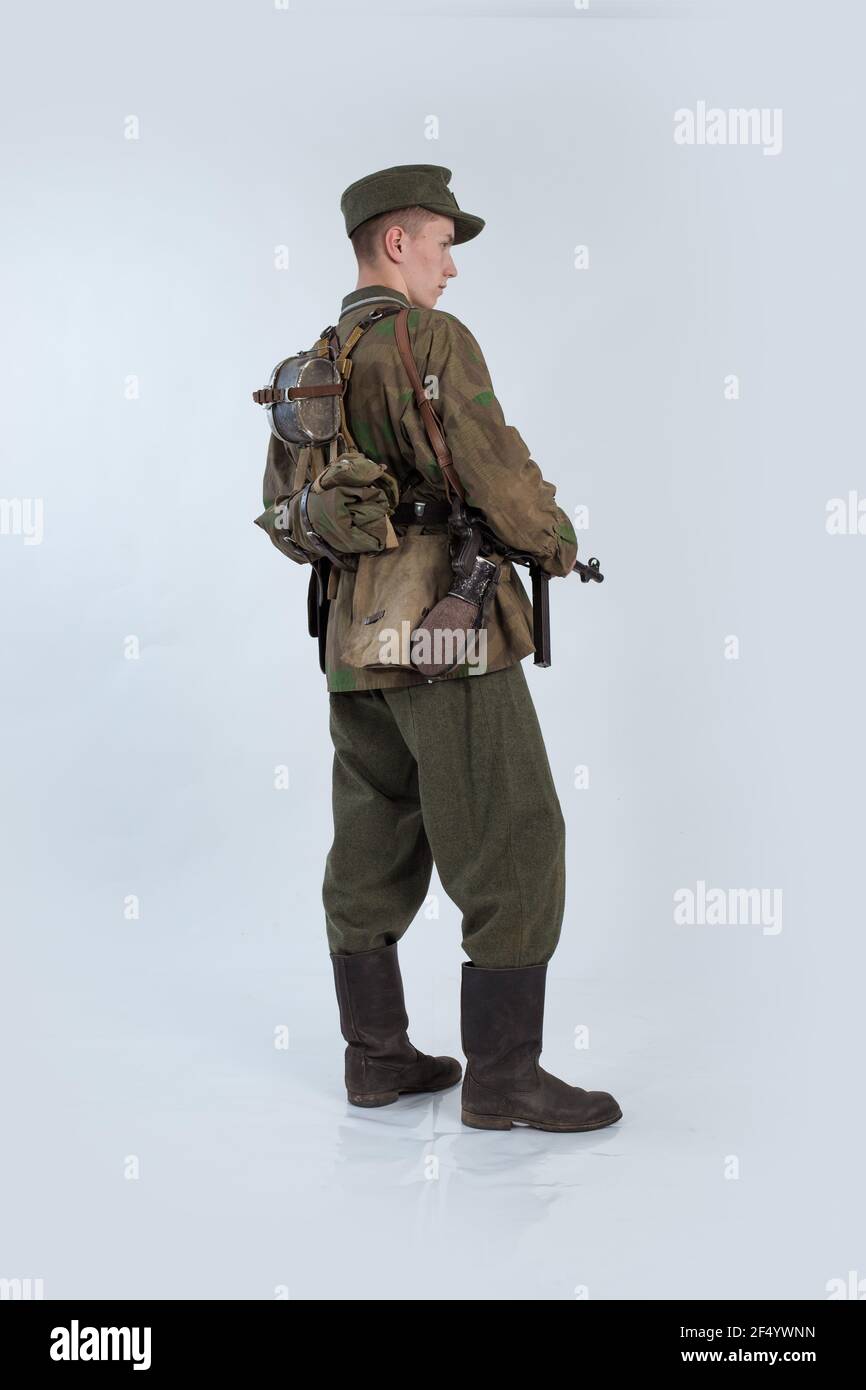 Male actor reenactor in historical uniform as an officer of the German ...