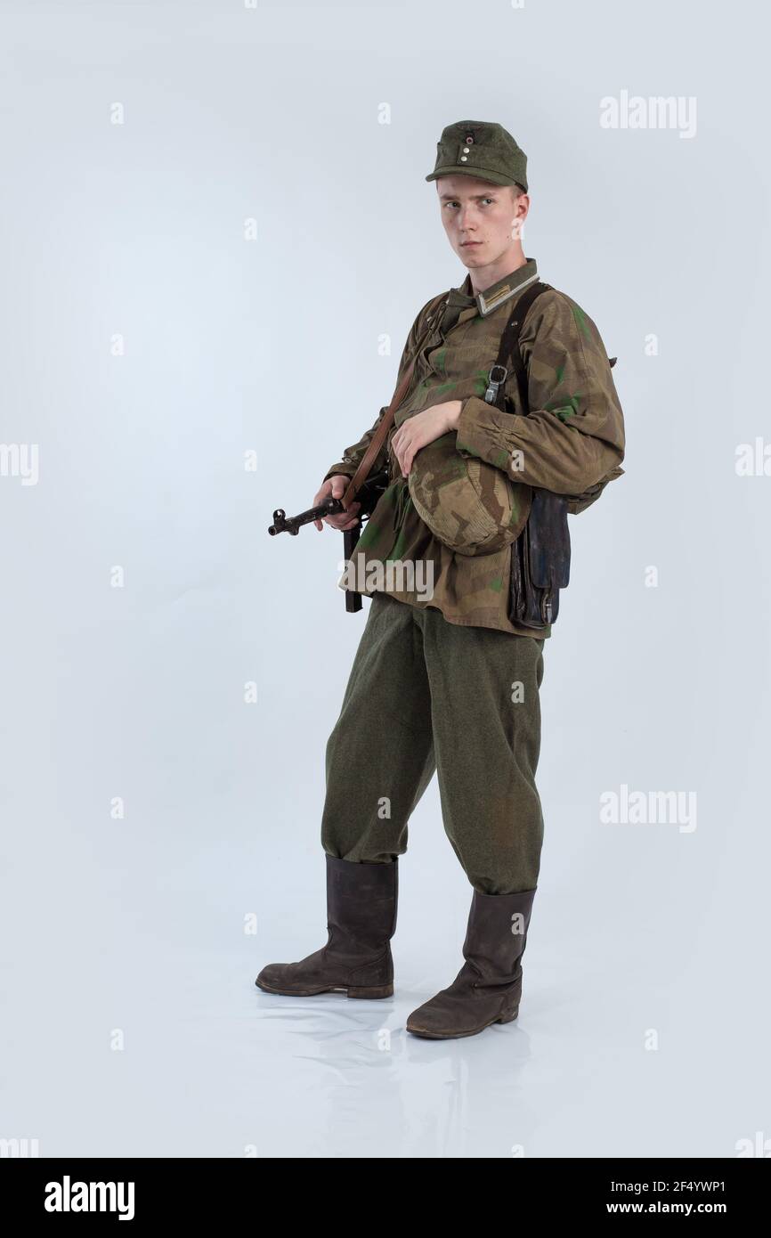 Male actor reenactor in historical uniform as an officer of the German ...