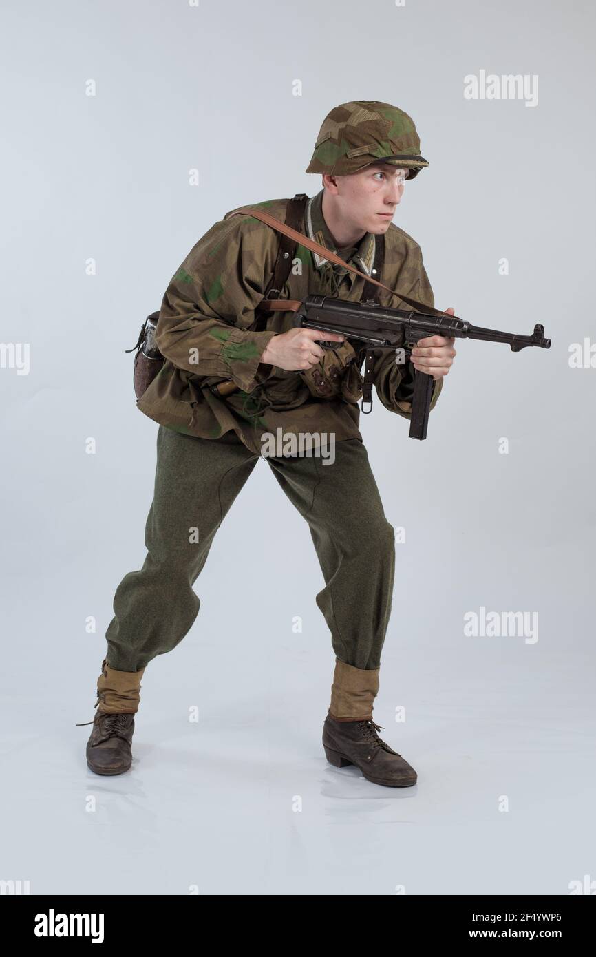 Male actor in the uniform of a German army officer during World War II ...