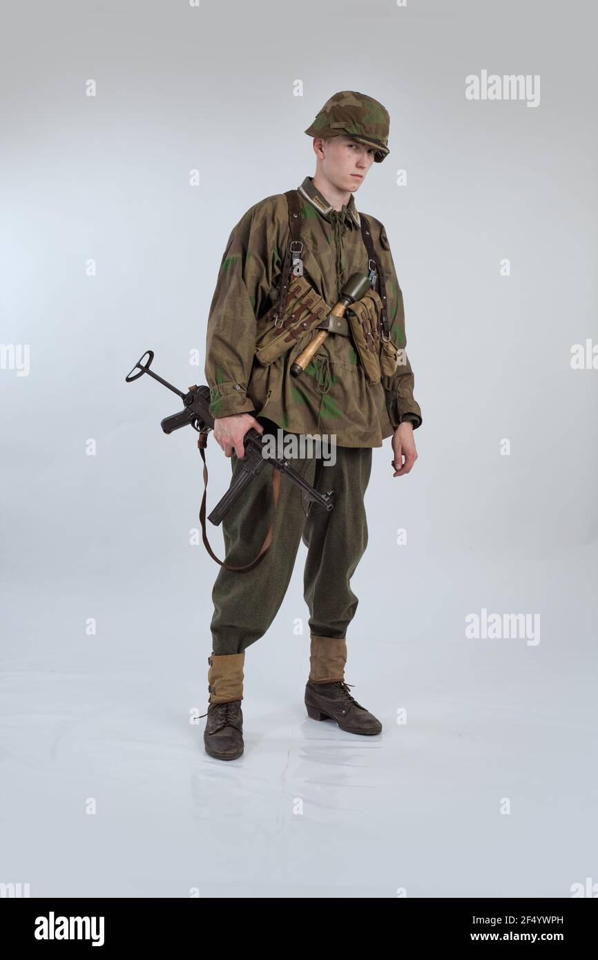 Male actor reenactor in historical uniform as an officer of the German ...