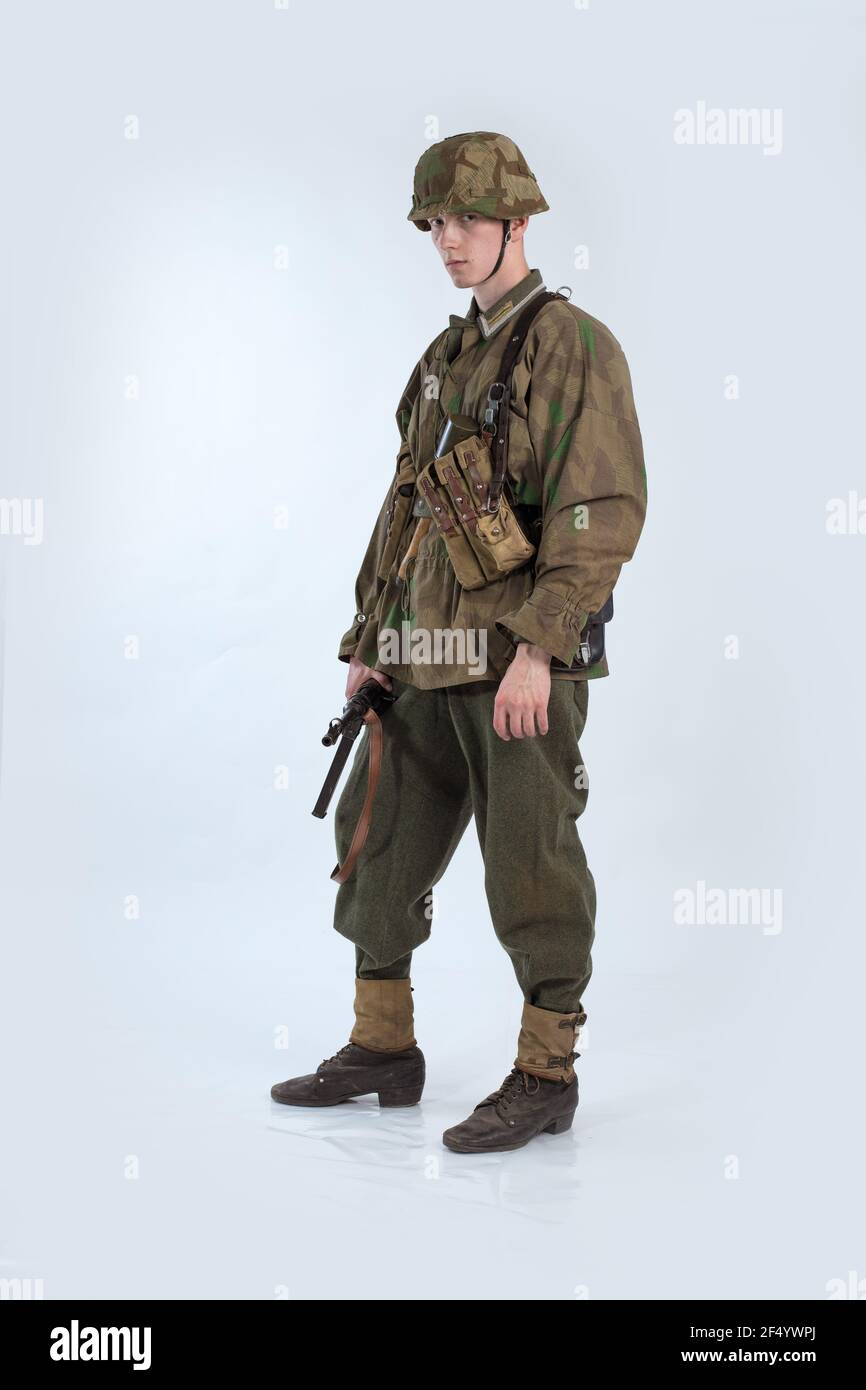 Male actor reenactor in historical uniform as an officer of the German ...
