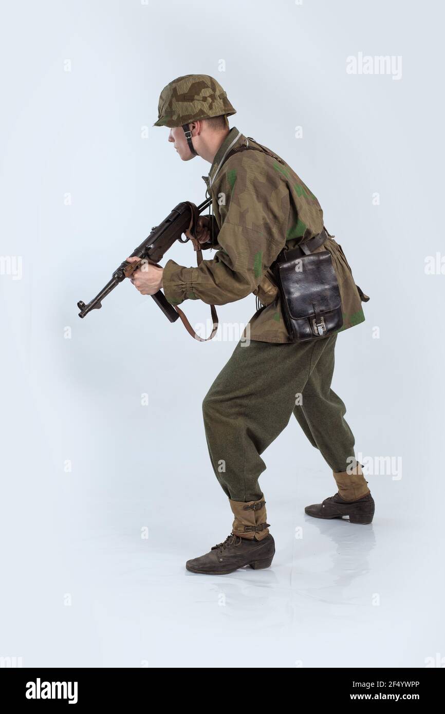 Male actor reenactor in historical uniform as an officer of the German ...
