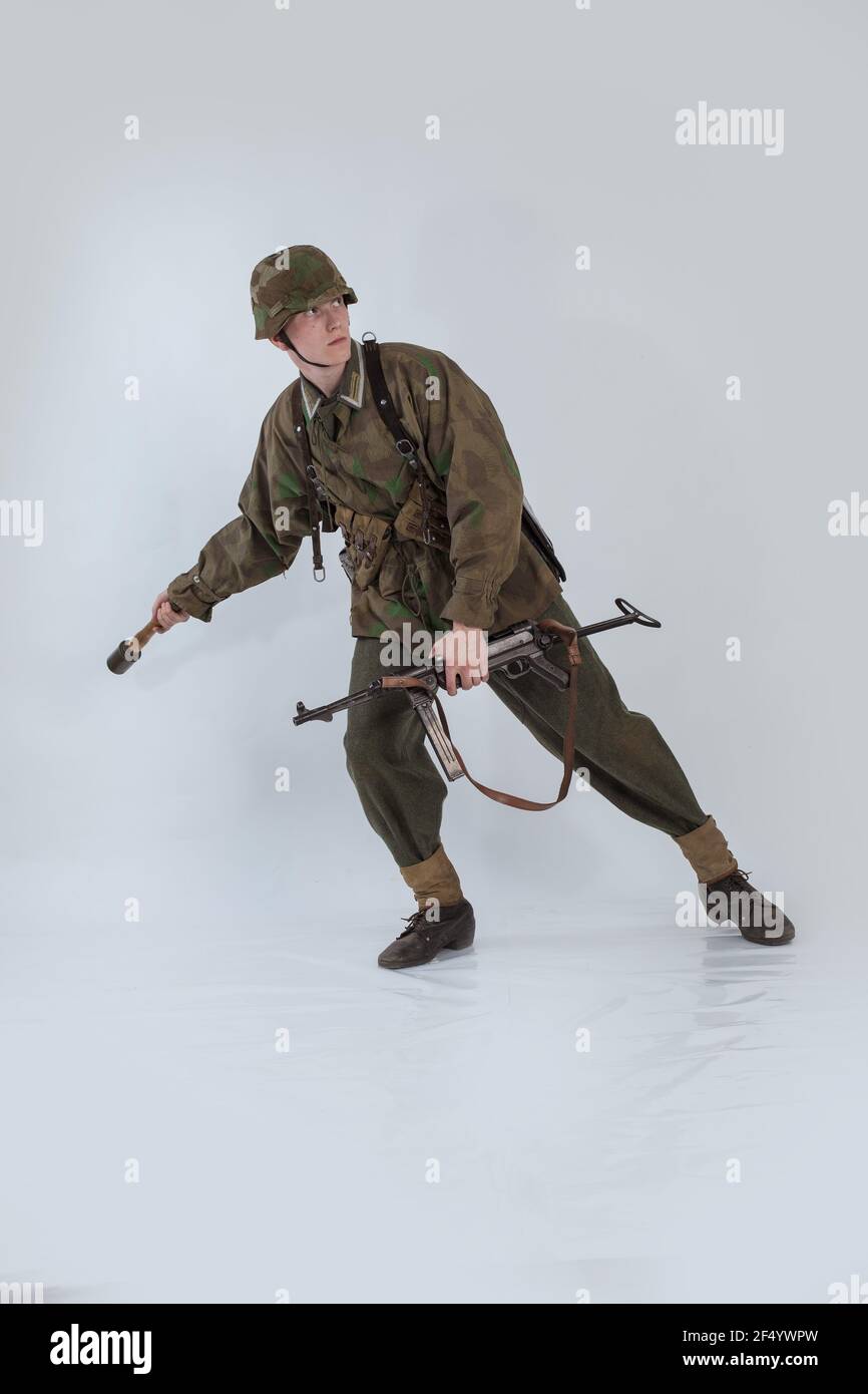 Male actor reenactor in historical uniform as an officer of the German ...