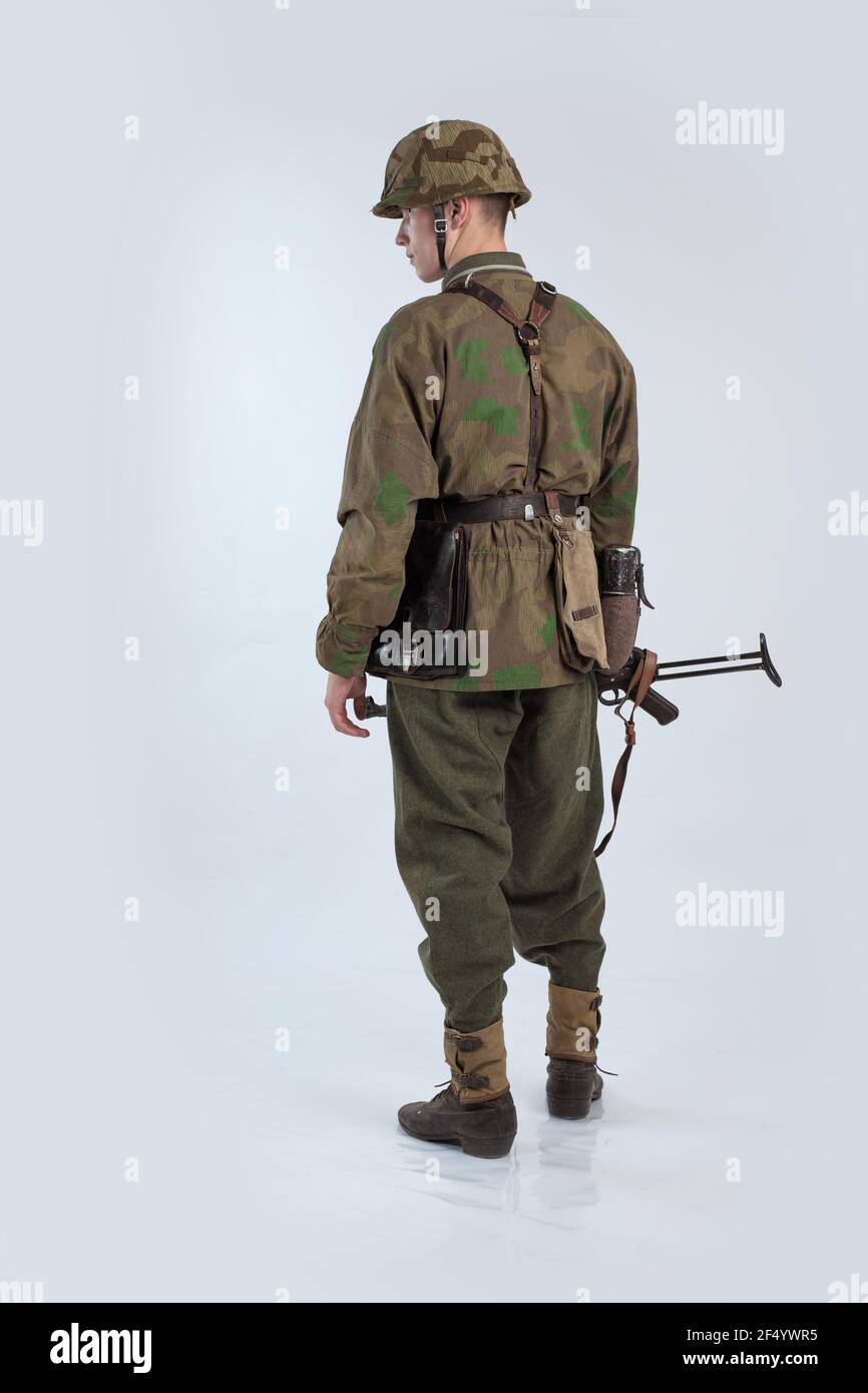 Male actor reenactor in historical uniform as an officer of the German ...