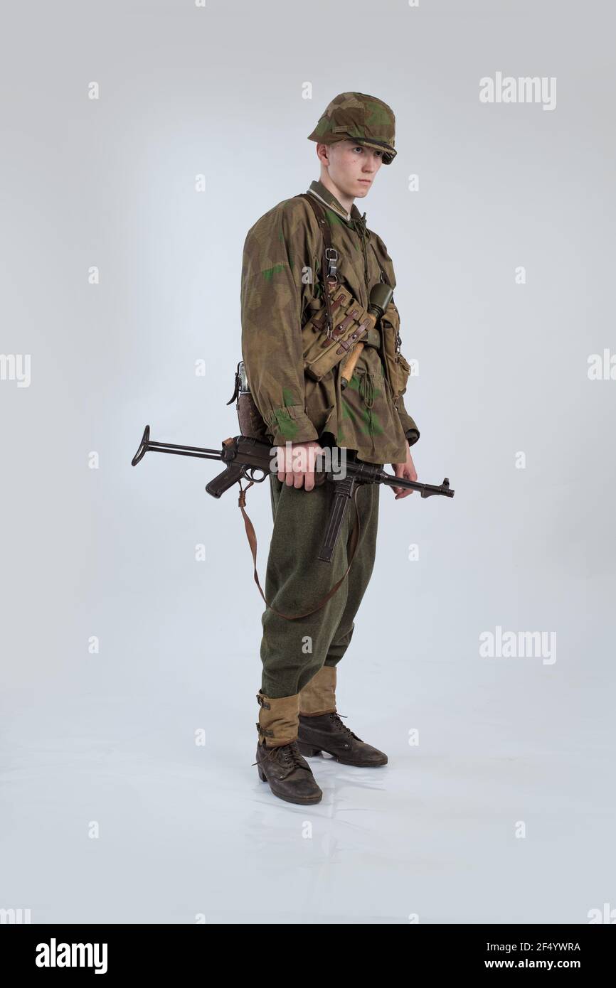 Male actor reenactor in historical uniform as an officer of the German ...