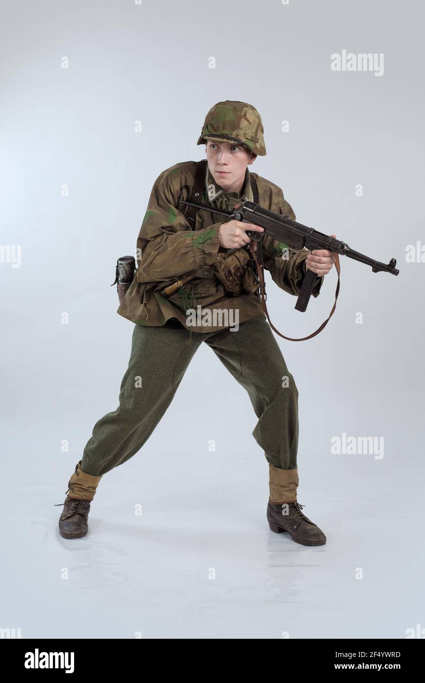 Male actor reenactor in historical uniform as an officer of the German ...