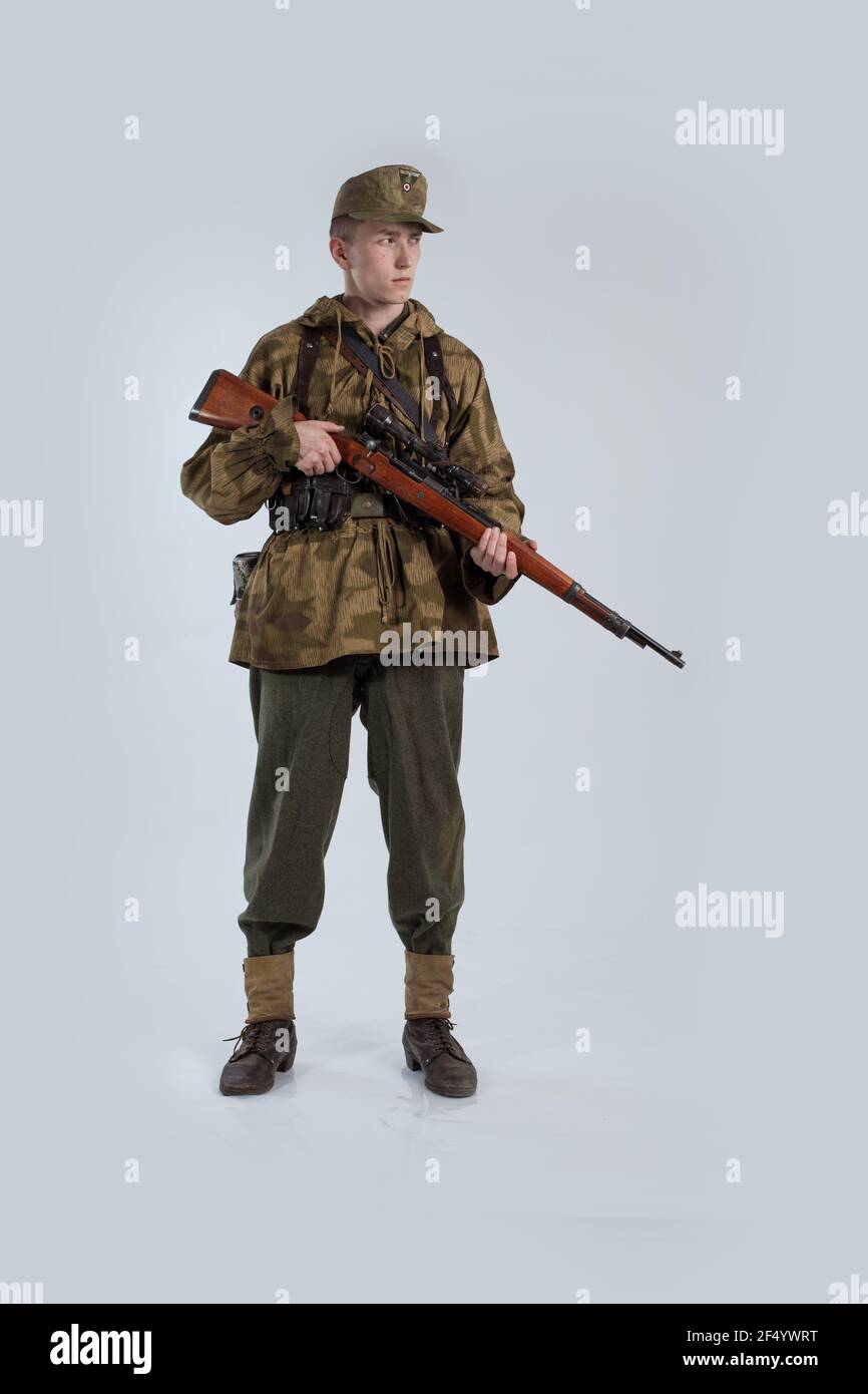 Male actor reenactor in historical uniform as an officer of the German ...