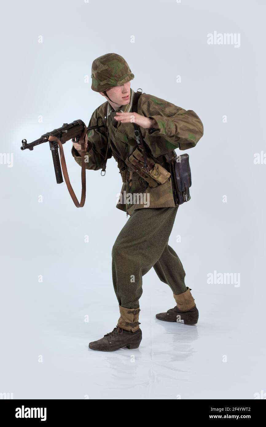 Male actor reenactor in historical uniform as an officer of the German ...