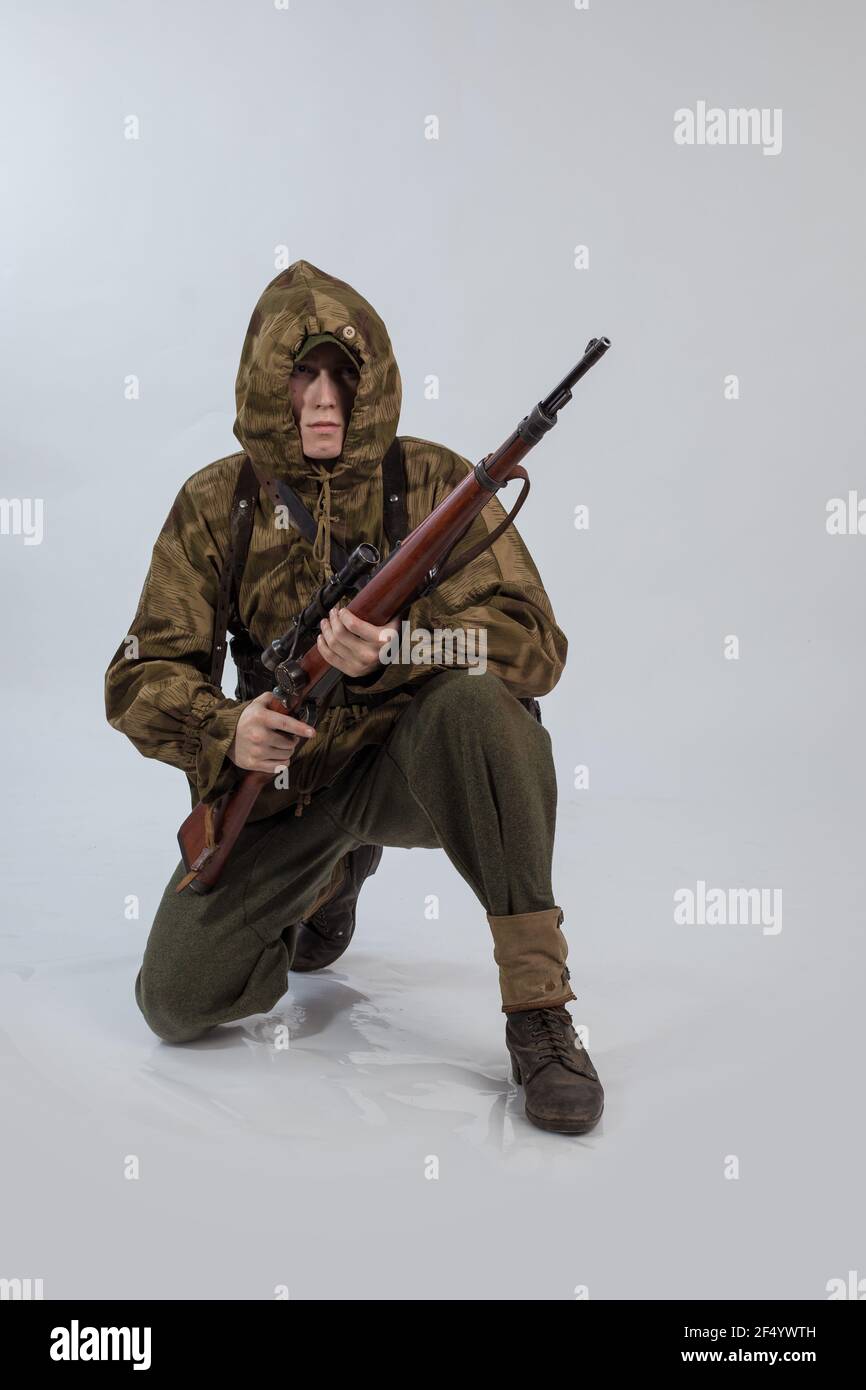 Male actor reenactor in historical uniform as an officer of the German ...