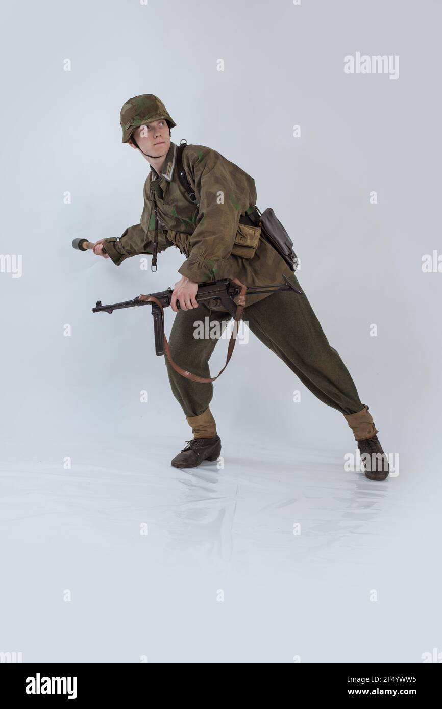 Male actor reenactor in historical uniform as an officer of the German ...