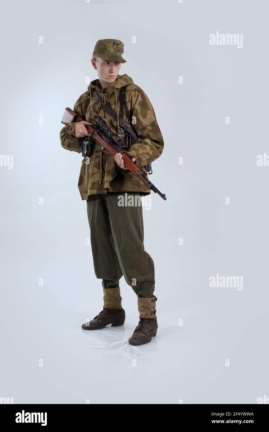 Male actor reenactor in historical uniform as an officer of the German ...