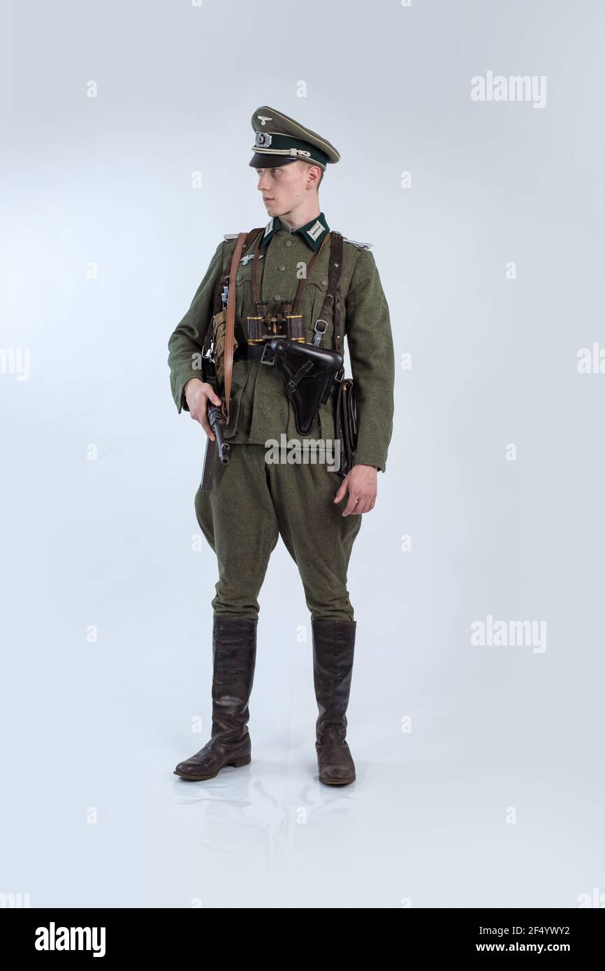 Male actor reenactor in historical uniform as an officer of the German ...