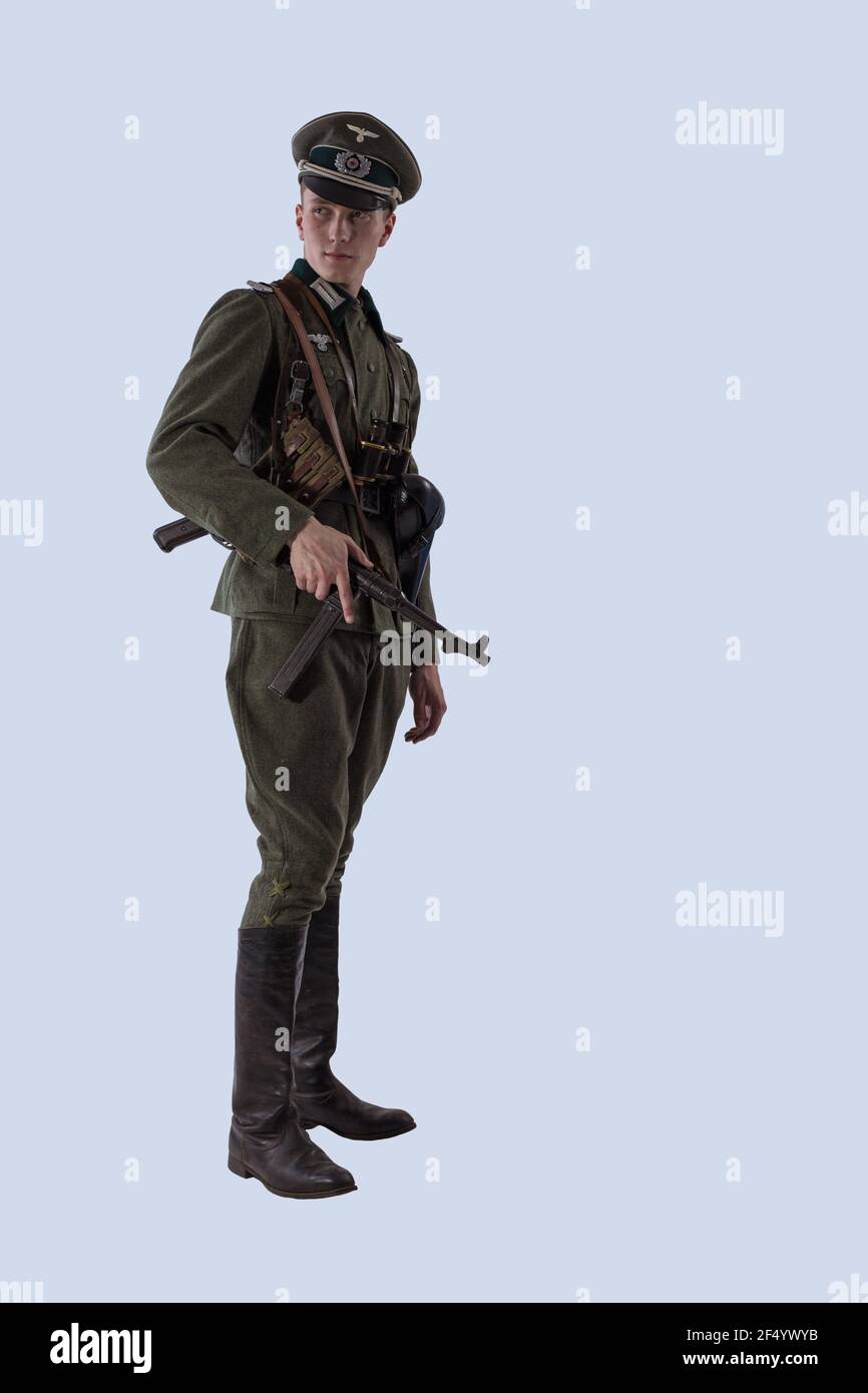 Male actor reenactor in historical uniform as an officer of the German ...
