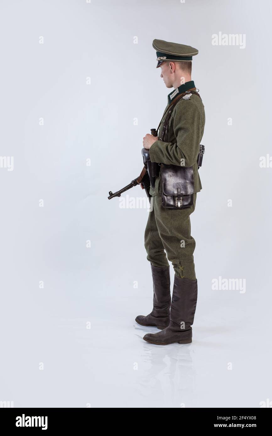 Male actor reenactor in historical uniform as an officer of the German ...