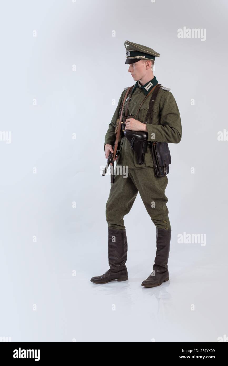 Male actor reenactor in historical uniform as an officer of the German ...