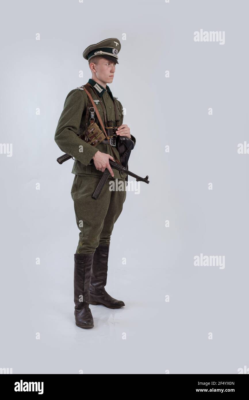 Male actor reenactor in historical uniform as an officer of the German ...