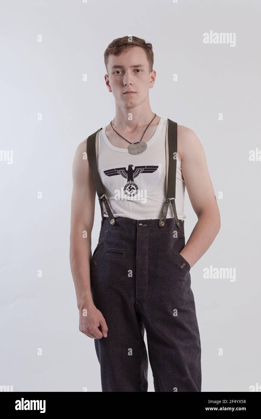 Male actor reenactor in historical uniform as an officer of the German ...