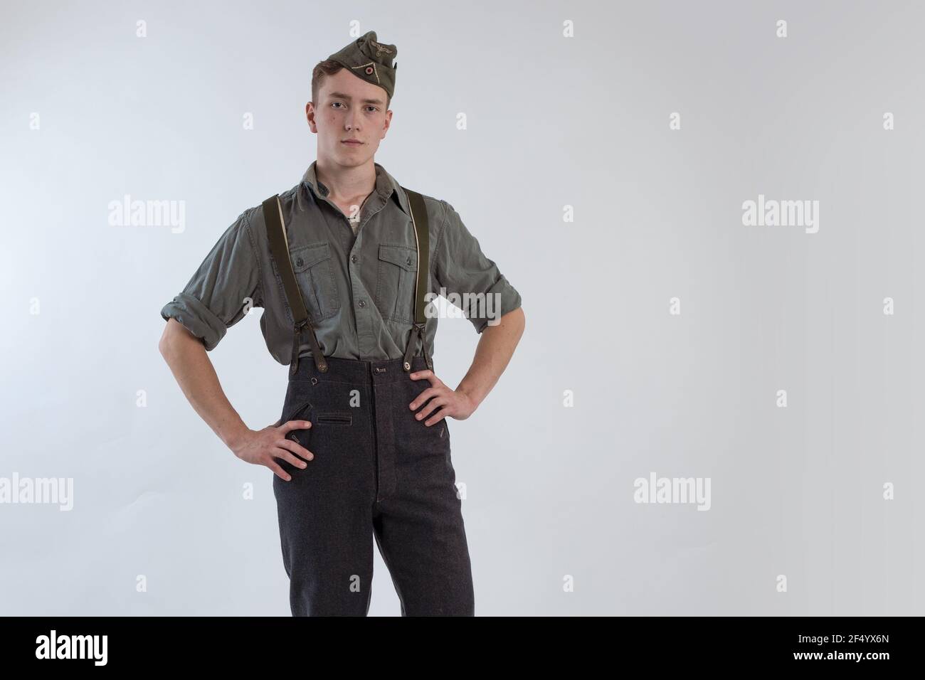 Male actor reenactor in historical uniform as an officer of the German ...