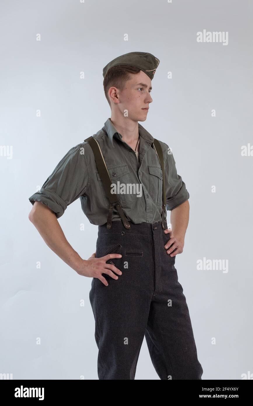 Male actor reenactor in historical uniform as an officer of the German ...