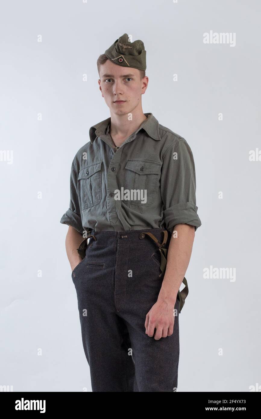 Male actor reenactor in historical uniform as an officer of the German ...