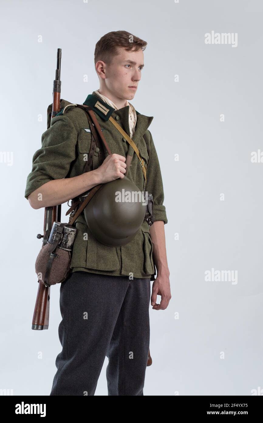 Male actor reenactor in historical uniform as an officer of the German ...