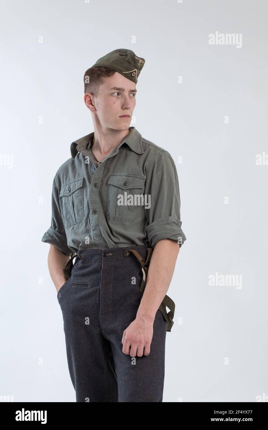 Male actor reenactor in historical uniform as an officer of the German ...