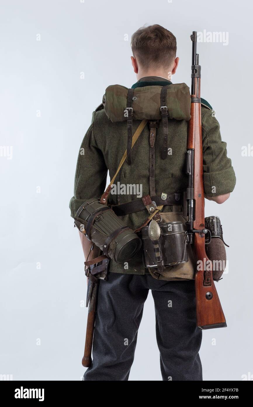 Male actor reenactor in historical uniform as an officer of the German ...