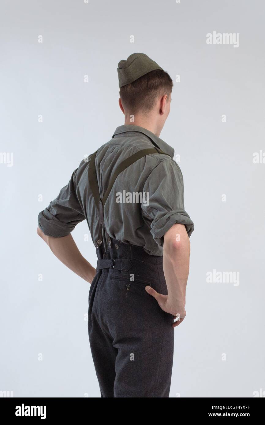 Male actor reenactor in historical uniform as an officer of the German ...
