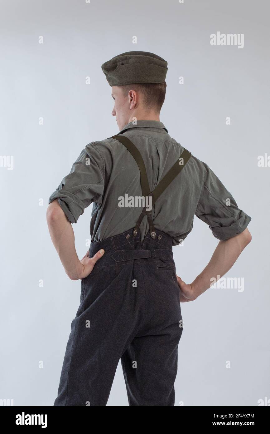 Male actor reenactor in historical uniform as an officer of the German ...