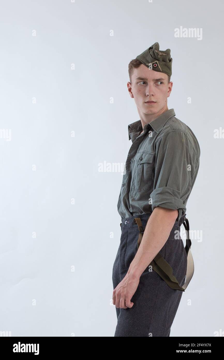 Male actor reenactor in historical uniform as an officer of the German ...