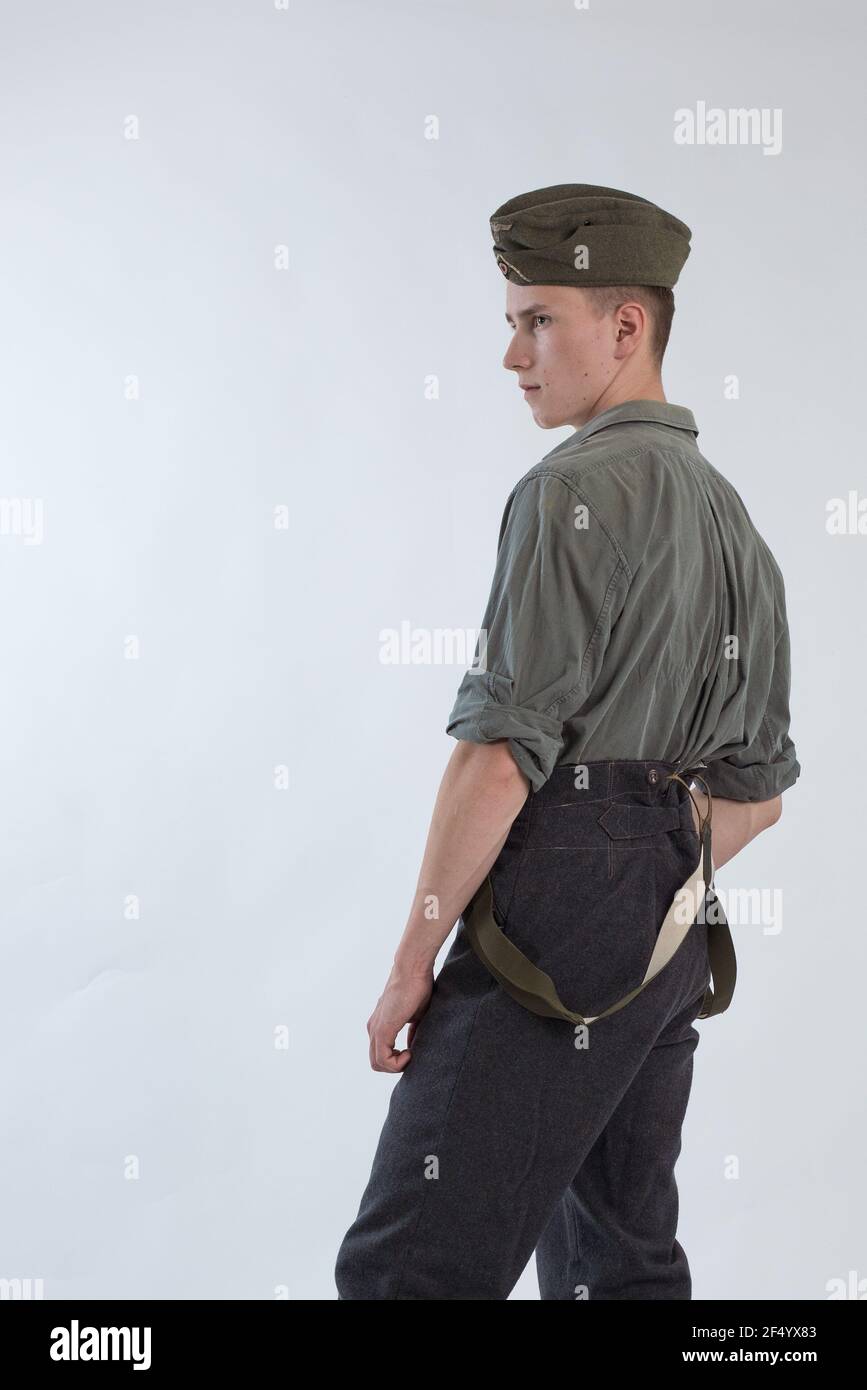 Male actor reenactor in historical uniform as an officer of the German ...