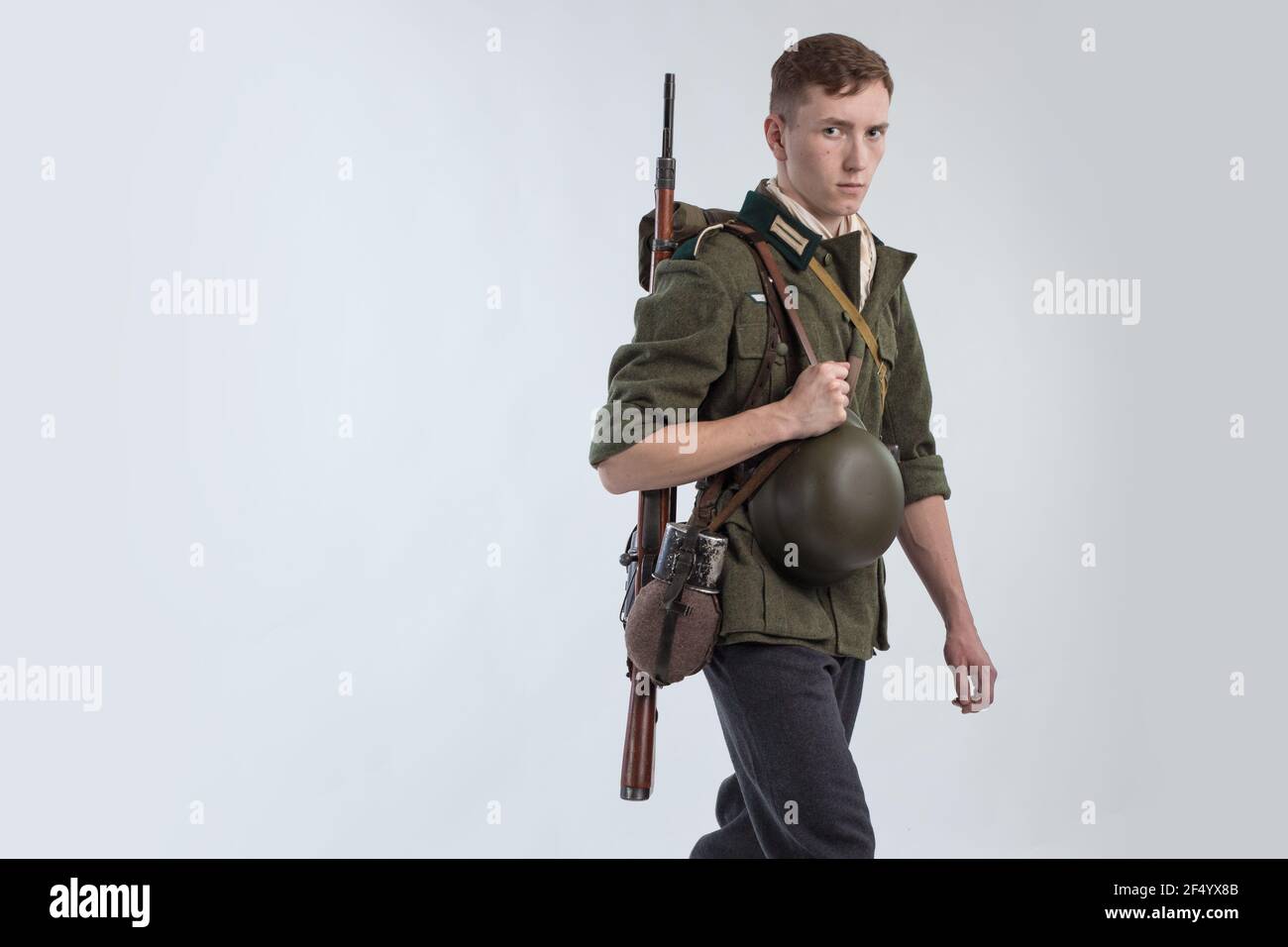 Male actor reenactor in historical uniform as an officer of the German ...