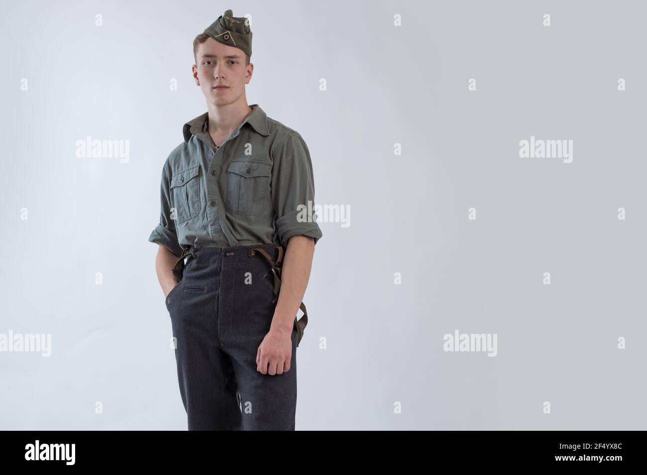 Male actor reenactor in historical uniform as an officer of the German ...