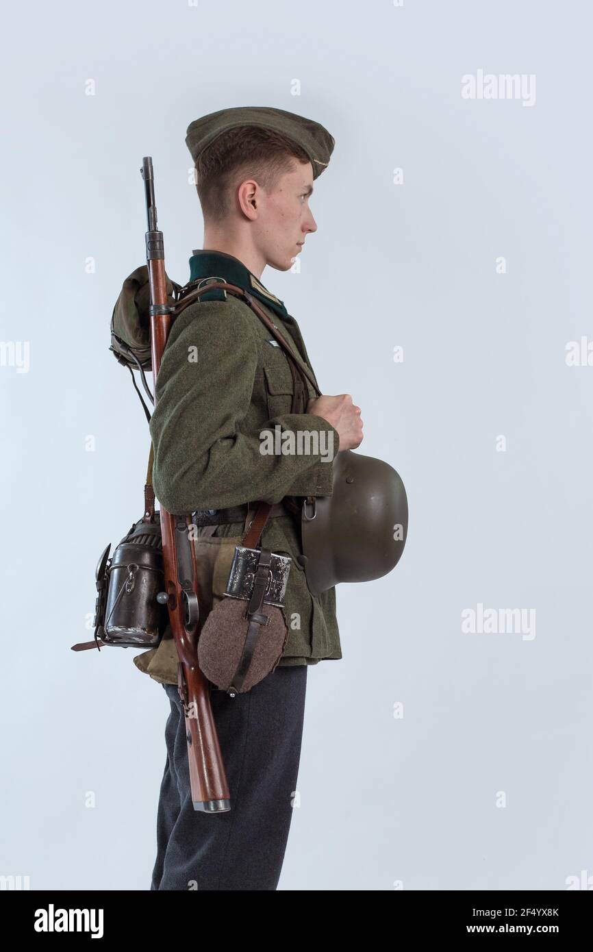 Male actor reenactor in historical uniform as an officer of the German ...
