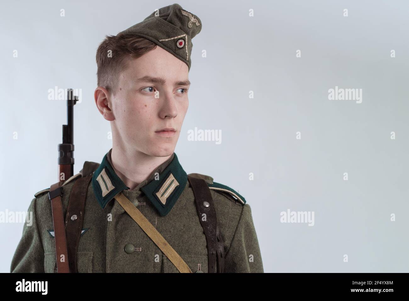 Male actor reenactor in historical uniform as an officer of the German ...