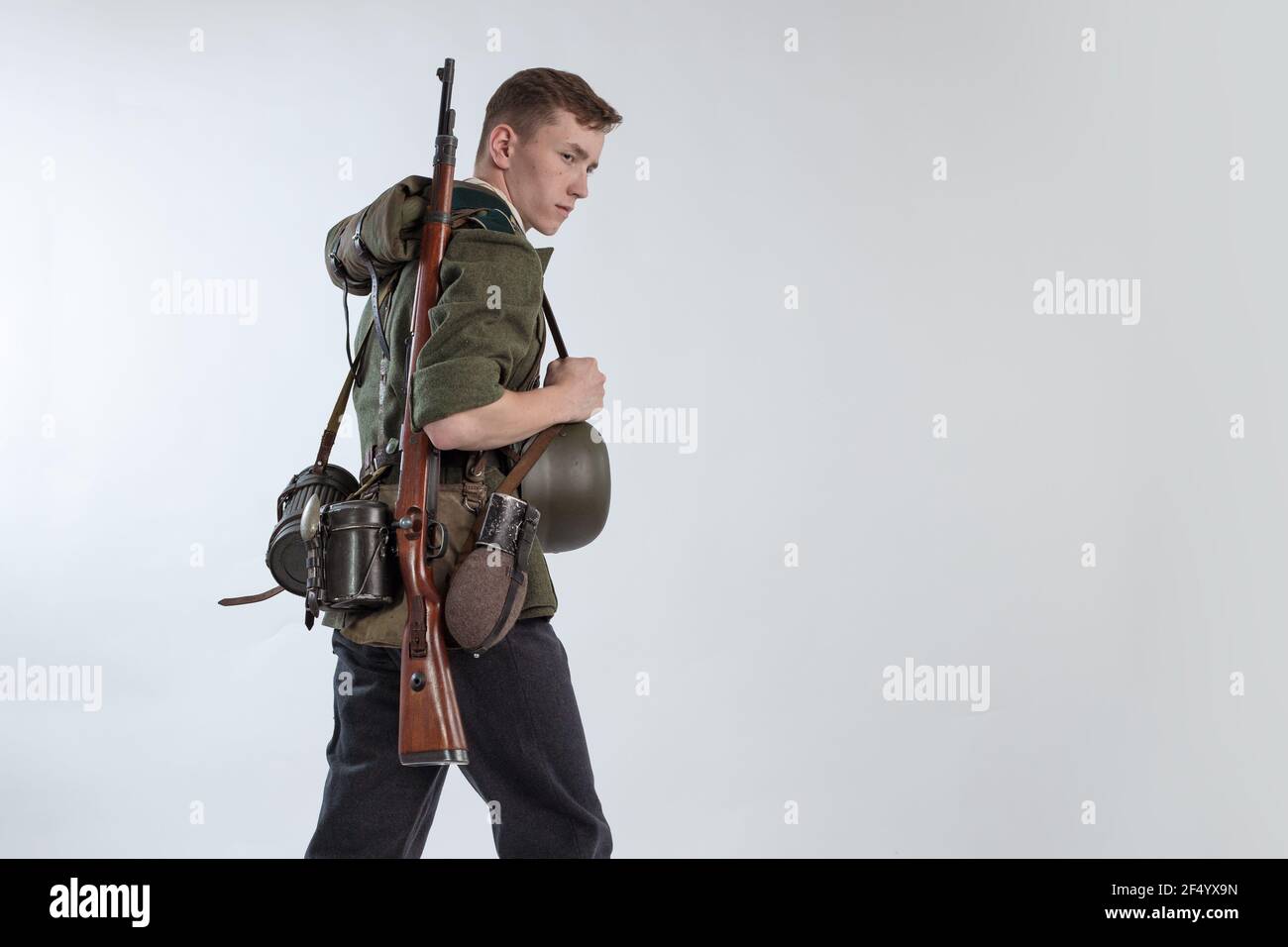Male actor reenactor in historical uniform as an officer of the German ...