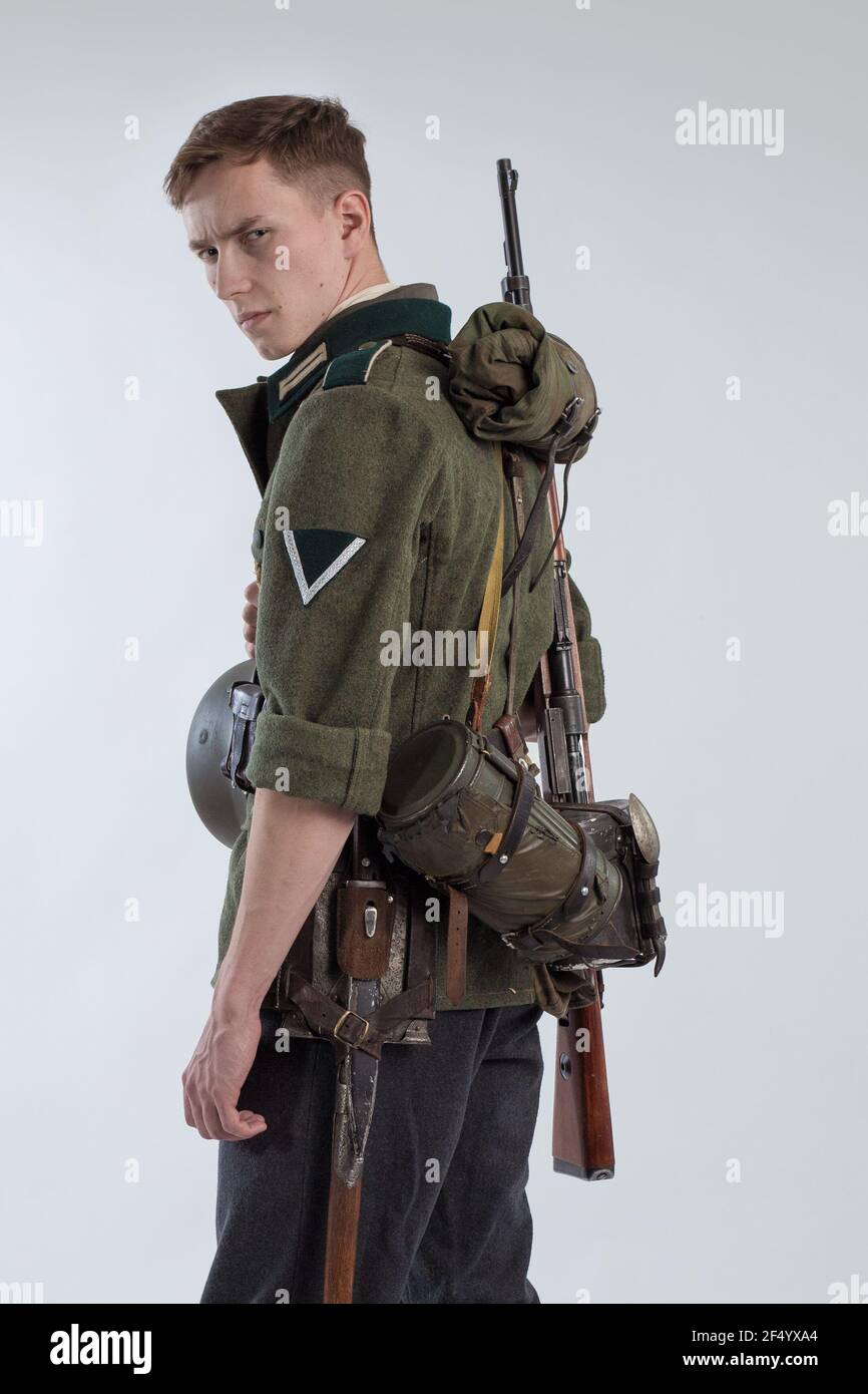 Male actor reenactor in historical uniform as an officer of the German ...