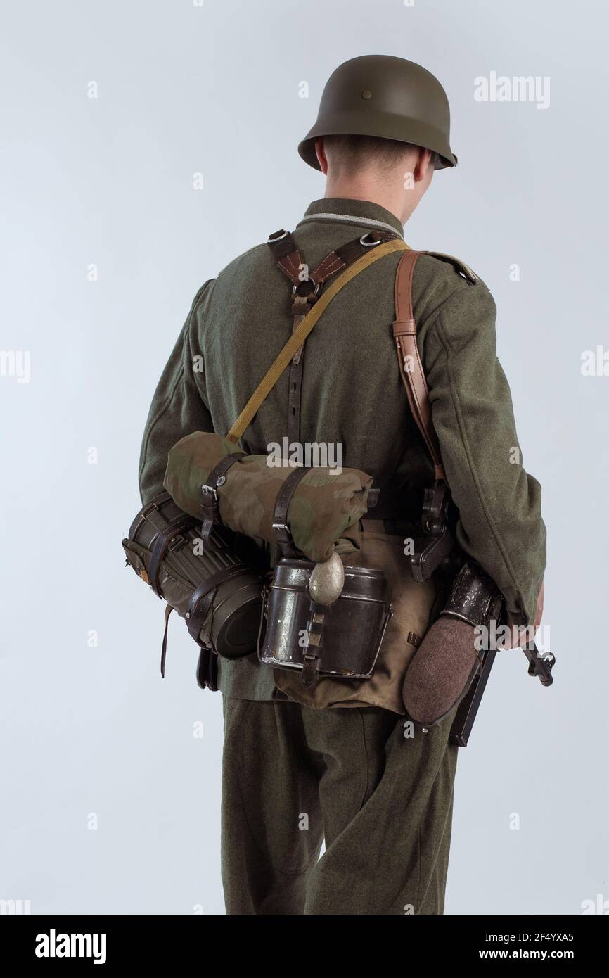 Male actor reenactor in historical uniform as an officer of the German ...