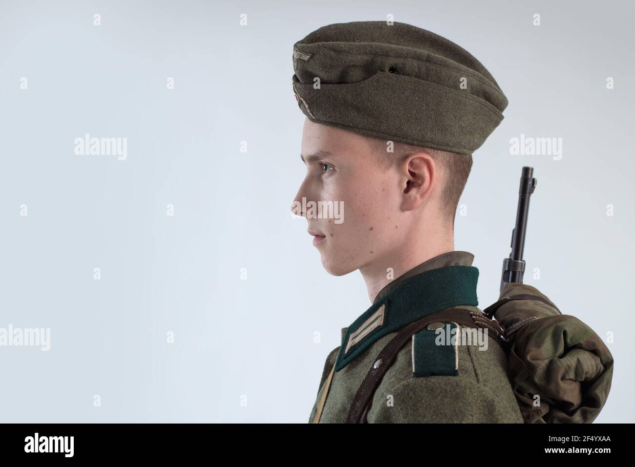 Male actor reenactor in historical uniform as an officer of the German ...
