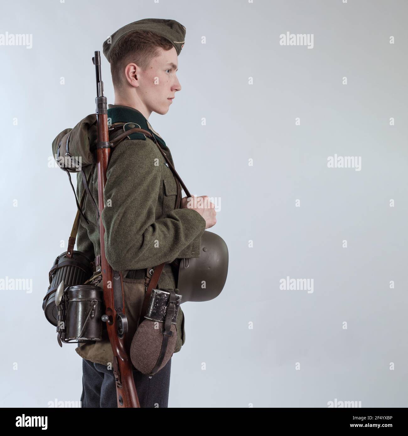 Male actor reenactor in historical uniform as an officer of the German ...