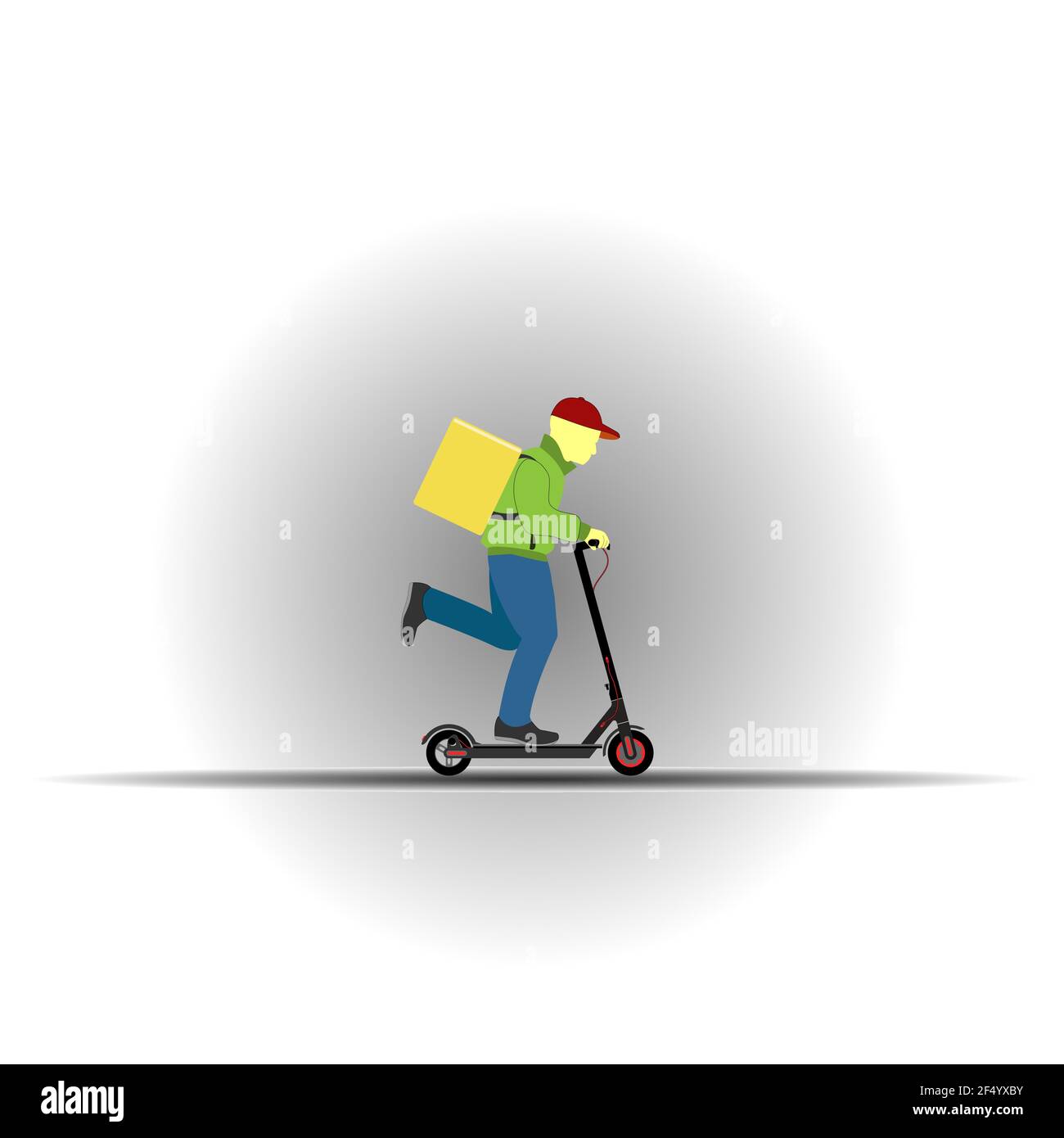 Electric scooter delivery courier. Food delivery service concept ...